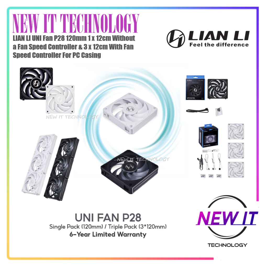 LIAN LI UNI Fan P28 120mm 1 x 12cm Without a Fan Speed Controller & 3 x ...