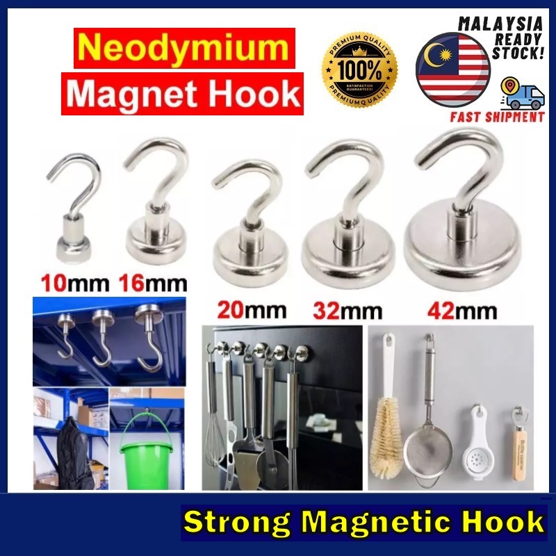Heavy Duty Strong Magnetic Hook Neodymium Magnet Holder Wall Hook 强力 磁铁 ...