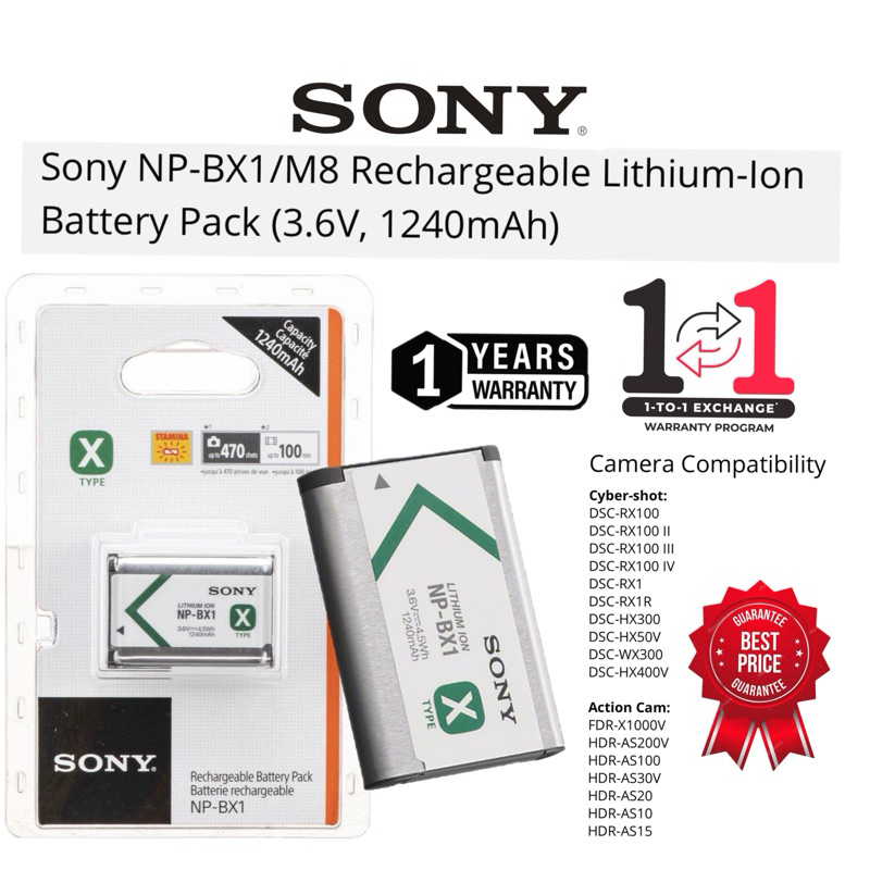 SONY NP-BX1 BATTERY NPBX1 BX1 ZV1 ZV-1 RX100 MARK I II III IV V VA VI ...