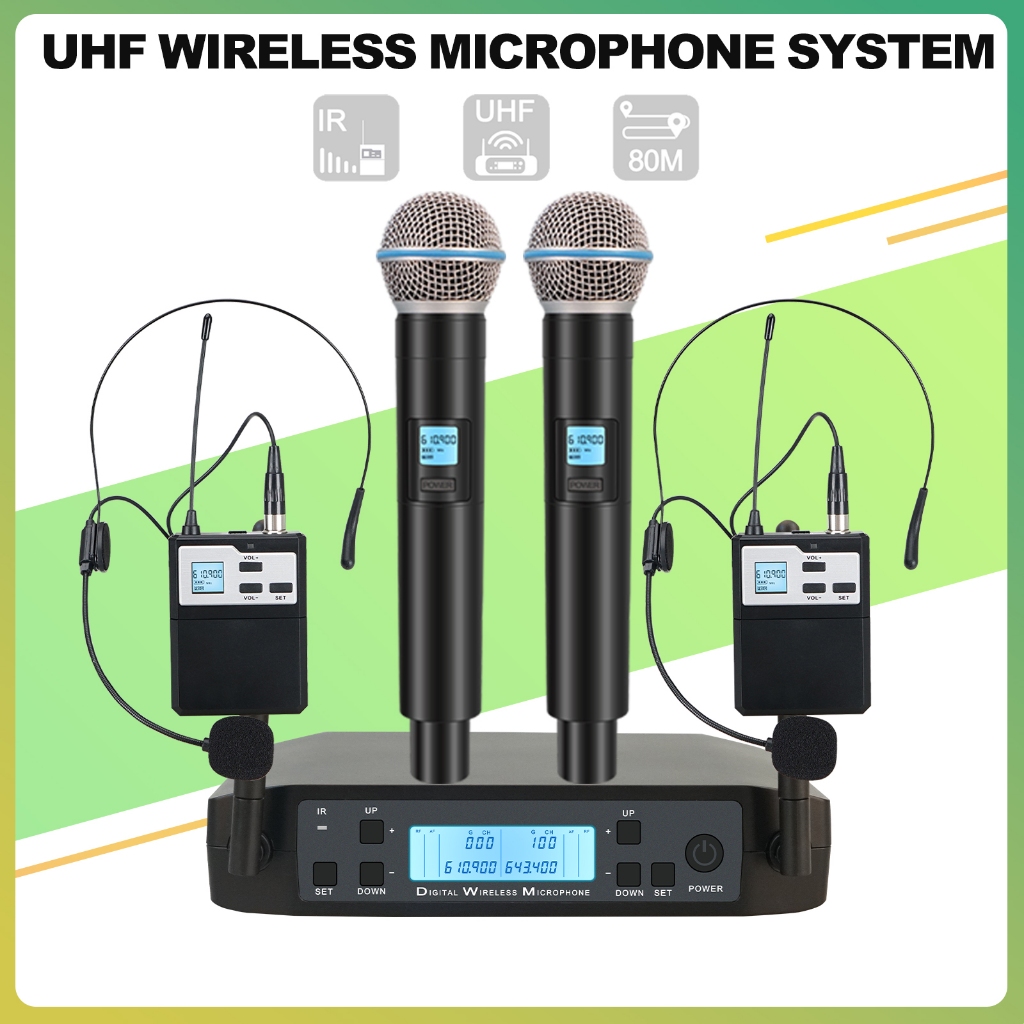 GLXD4 UHF Digital Wireless Microphone System, stable signal high performance suitable for sound ...