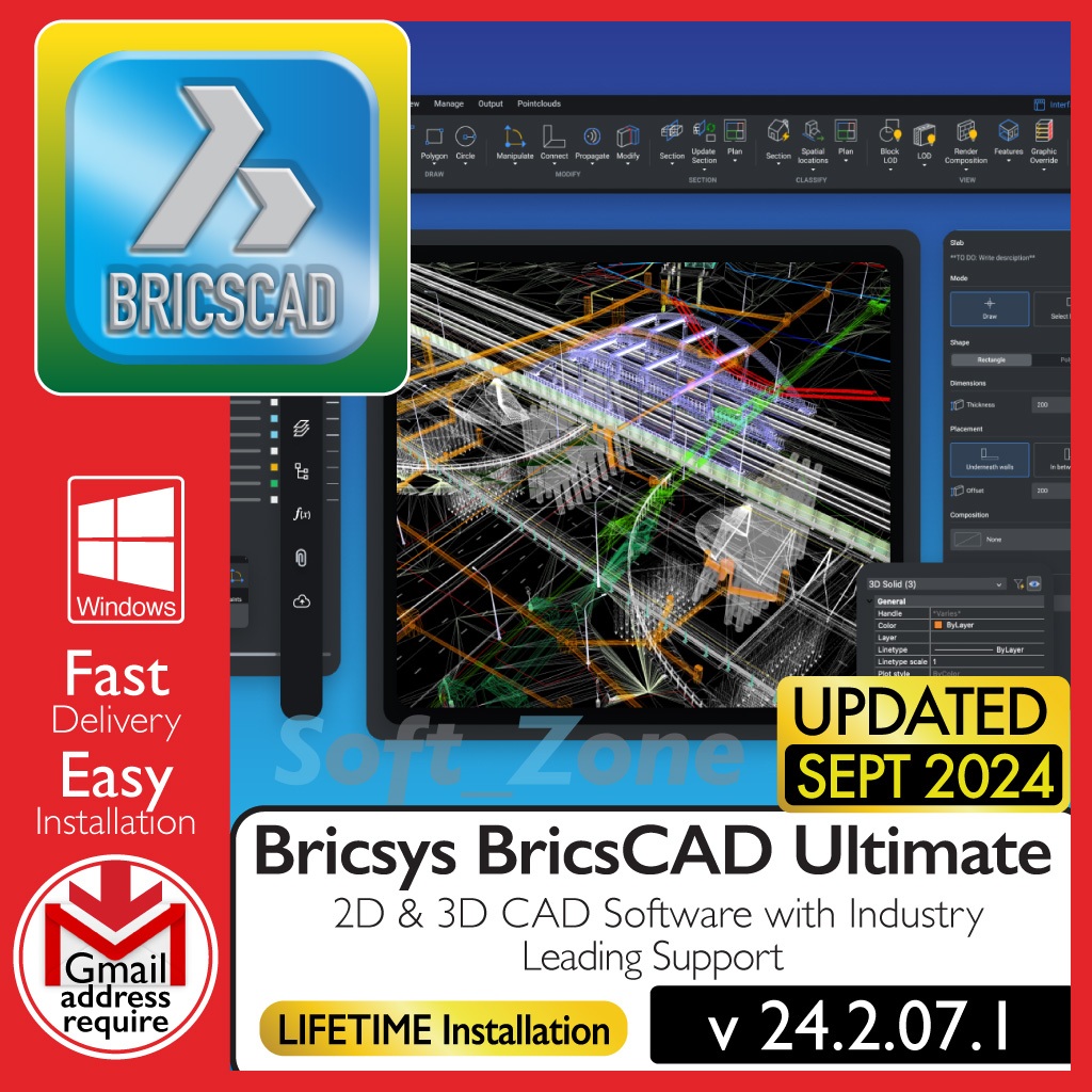 Bricsys BricsCAD Ultimate 24.2.07.1 - 2D & 3D CAD Software with ...