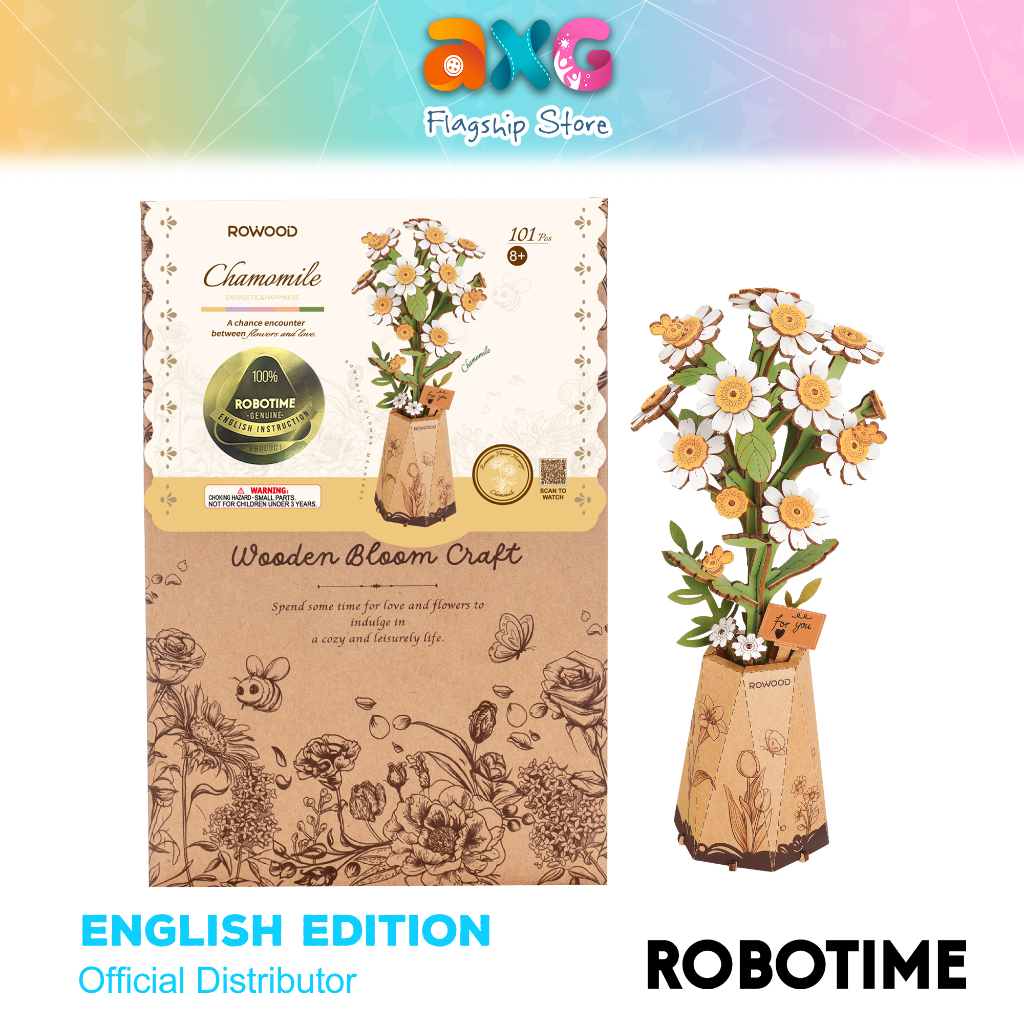 Robotime Rowood DIY Chamomile 3D Wooden Puzzle (TW061) Wooden Flower ...