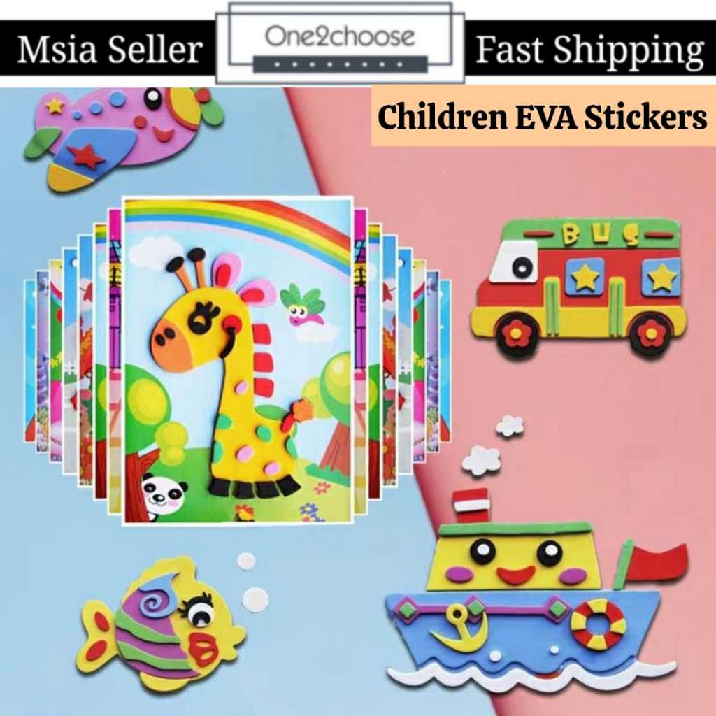One2choose Kid Art Craft EVA Stickers / Diamond Stickers / Button ...