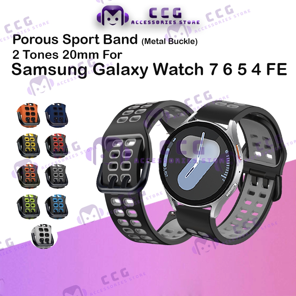 Samsung Galaxy Watch 7 6 5 4 FE Porous Series 2 Tones Color Strap 20mm ...
