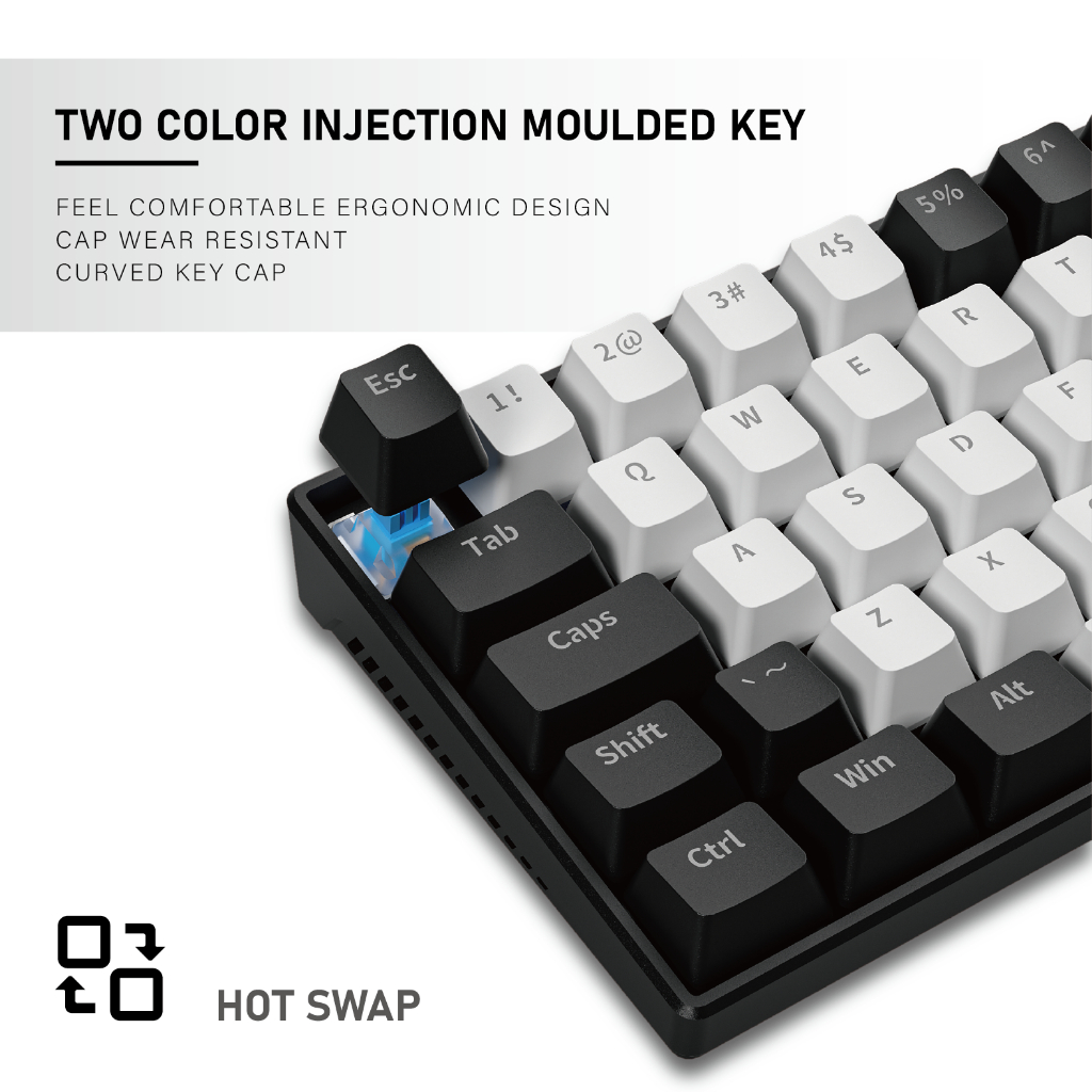 Zifriend KA646 Mechanical Keyboard Swappable Rainbow backlight Gaming ...
