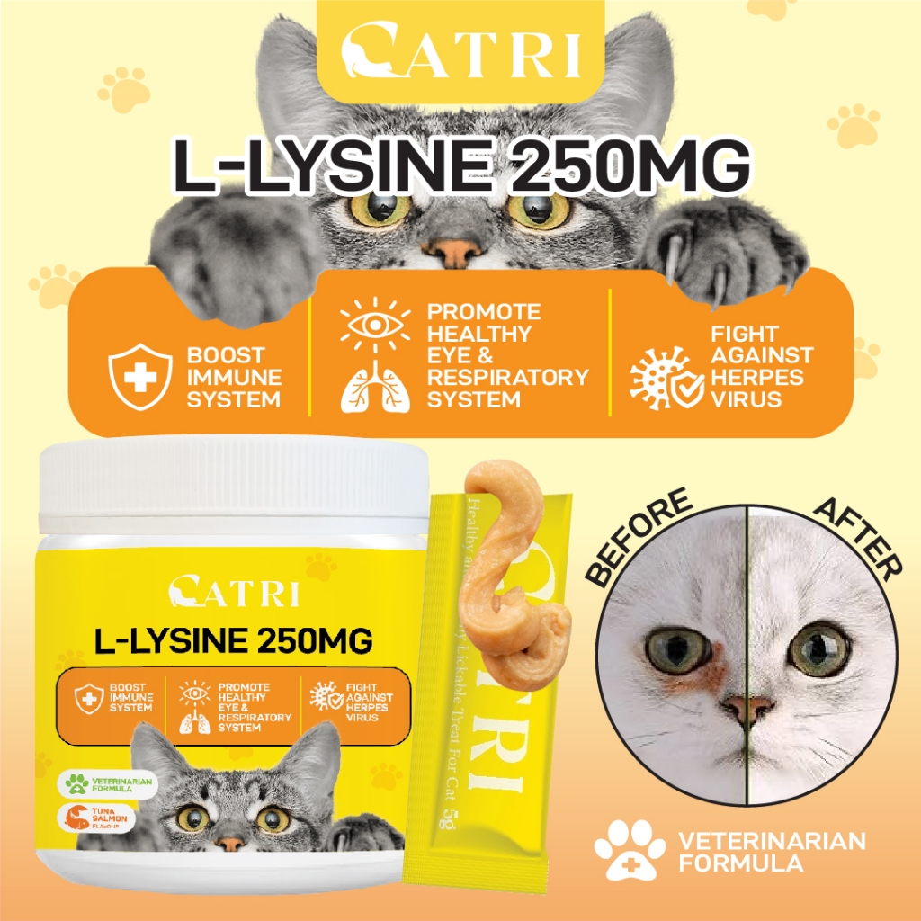 Catri L- Lysine 250mg Multivitamin Cat Lick Bita Nutri Immune Booster ...