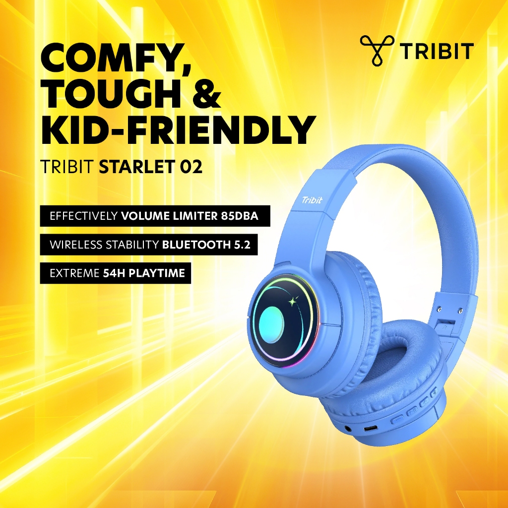 Tribit Starlet02 - Kids Bluetooth Headphones with RGB Lights Safe Sound ...