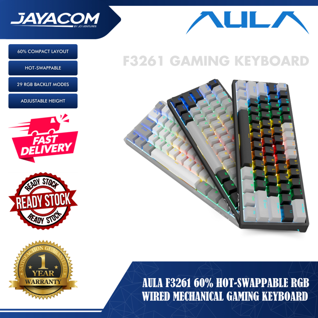 AULA F3261 60% Hot-Swappable RGB Wired Mechanical Gaming Keyboard (61 ...