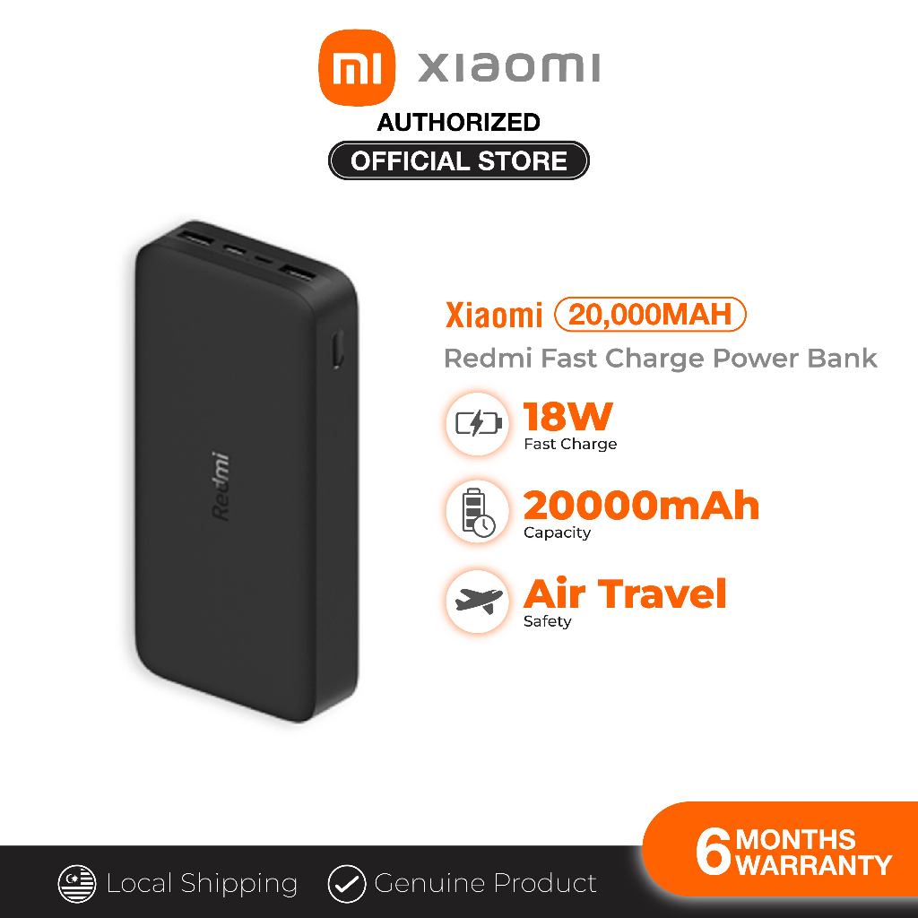 Redmi Fast Charge Power Bank 20000 mAh Dual input/output port 74Wh high ...