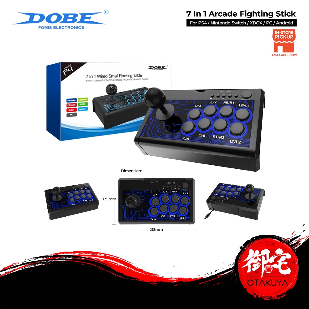 DOBE 7 in 1 Arcade Fighting Stick PS4 / PS3 / Switch / PC / Android ...