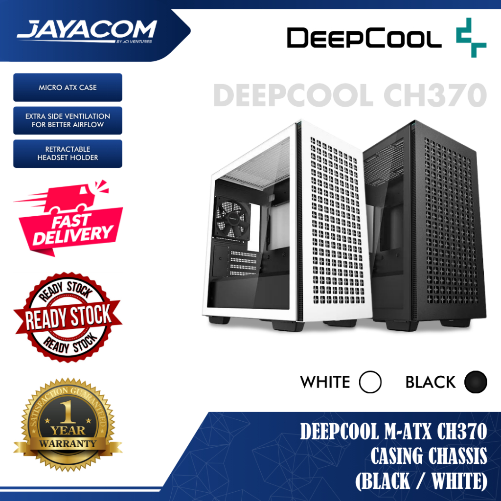 DeepCool M-ATX CH370 Casing Chassis – Black / White (Extra Side ...
