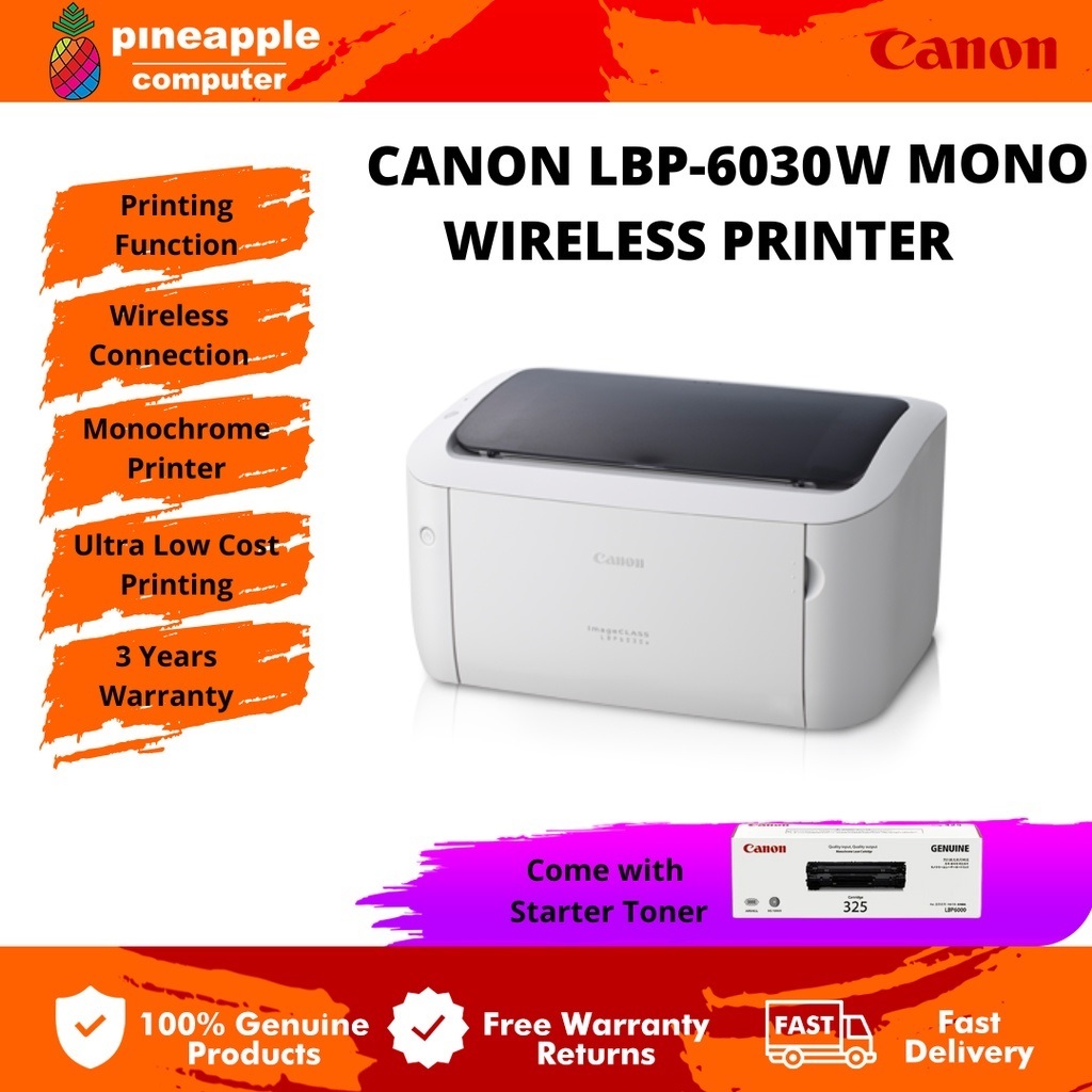 Canon LBP-6030w Monochrome Wireless WIFI Laser Printer LBP6030w similar M15W 1210w / LBP6030W ...