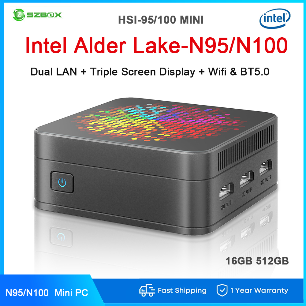 SZBOX Intel N100 N95 CPU Windows 11 Mini PC Gaming DDR4 16GB RAM 512GB ...