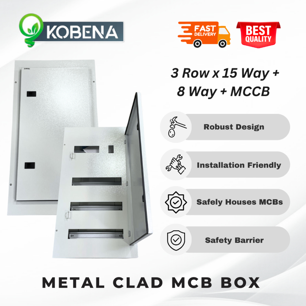 Kobena Metal Clad MCB Box 3 Row x 15 Way + 8Way + MCCB DB Box ...