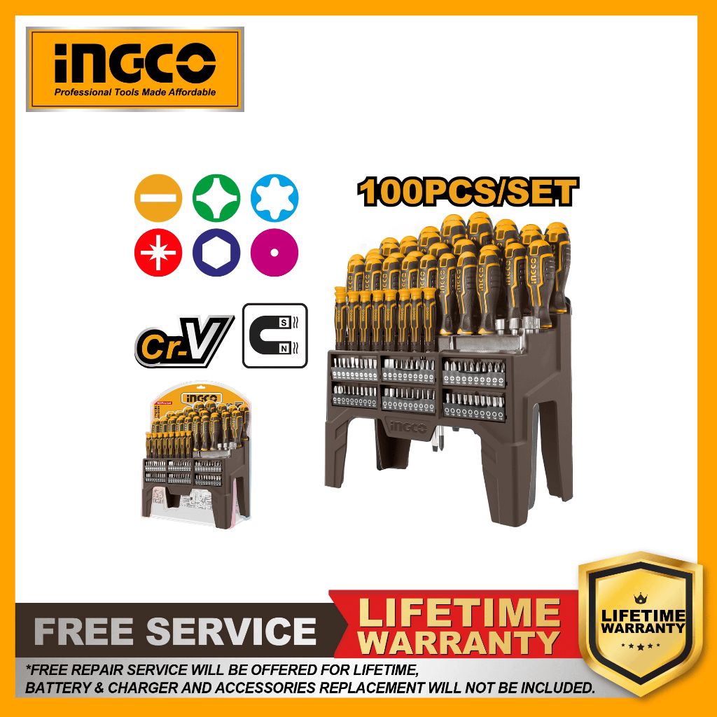 INGCO 100 Pcs screwdriver set HKSD10028 | Shopee Malaysia