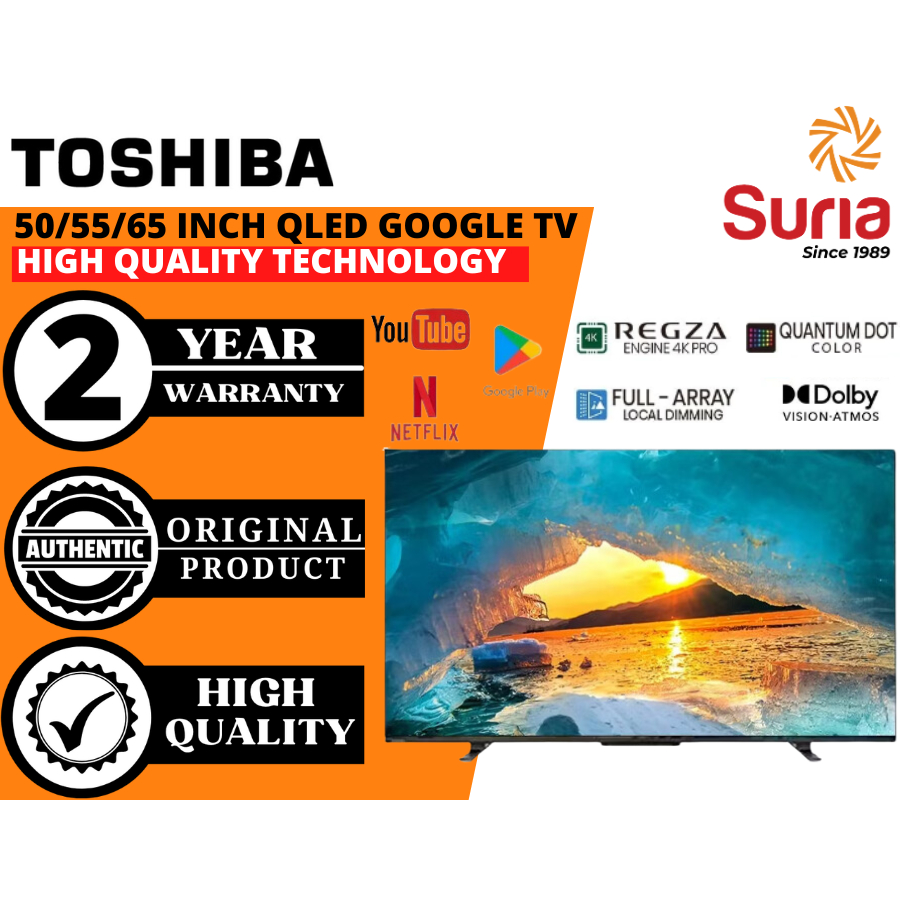 (Free Delivery Kedah,Penang & Perlis)Toshiba 50/55/65 4K QLED Quantum Dot Google TV 50M550MP ...