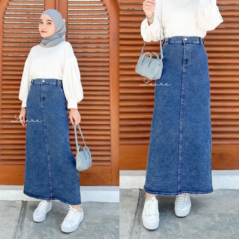 #2238A baju muslimah plus size skirt jeans viral terkini baju wanita ...