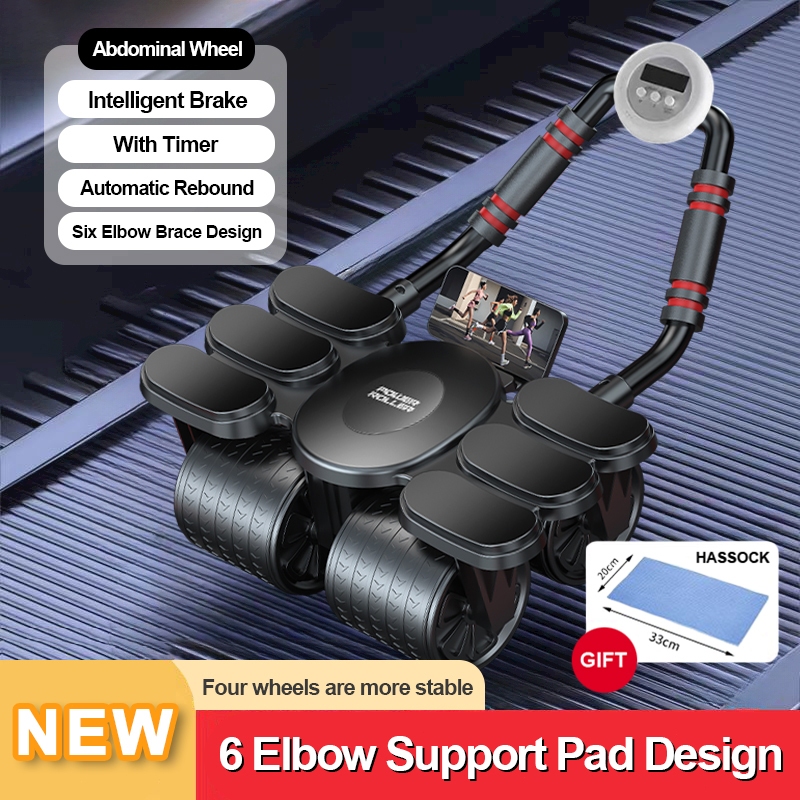 Roller Ab Wheel Automatik Bounce Sokongan Siku Plank Core Trainer Otot ...