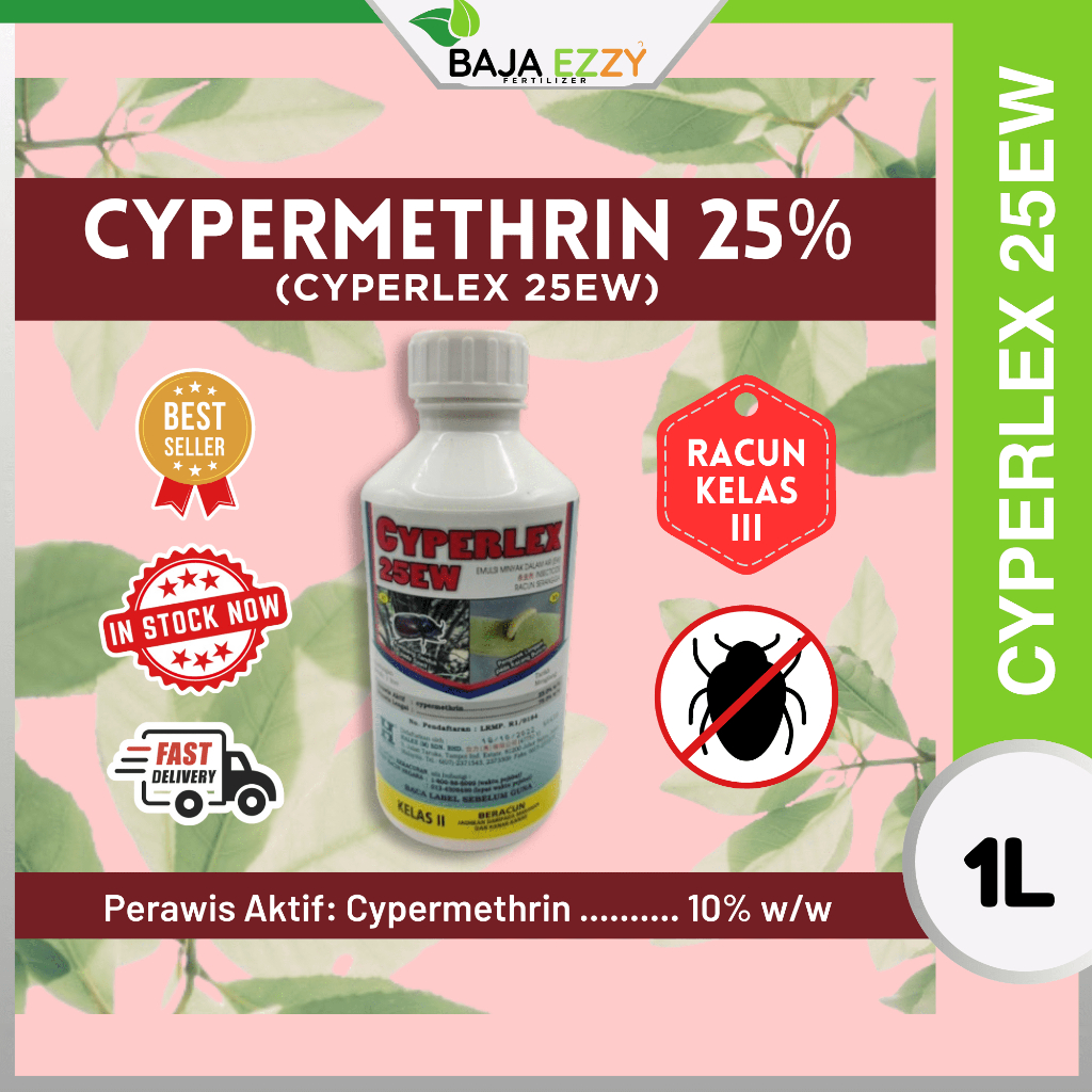 Cypermethrin 25% concentration Class 2 Racun Serangga Perosak Tanaman ...
