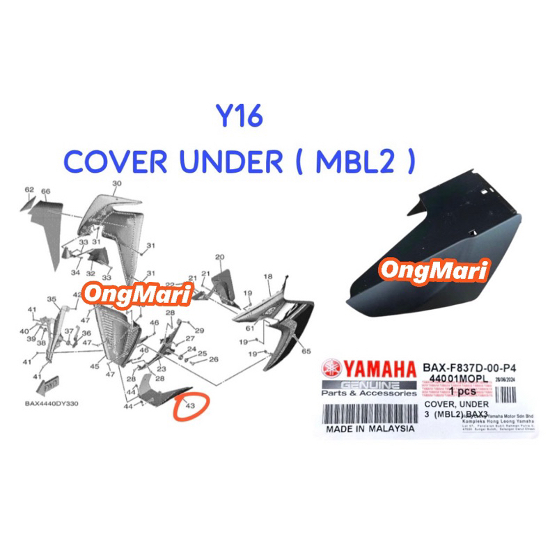 Yamaha Original Y16ZR Y16 V1 ABS Body Cover Set Under Bawah Sampan jaws ...
