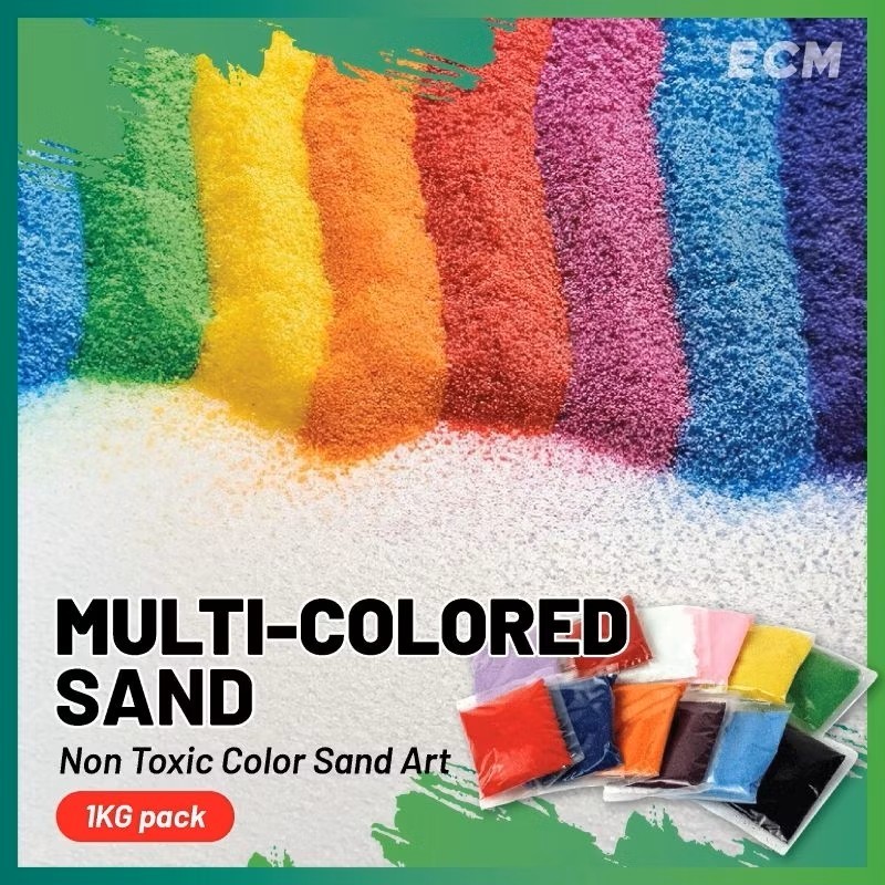 COLOR SAND (1KG PACK) NON-TOXIC, FREE FLOWING NATURAL MULTI-COLORED ...