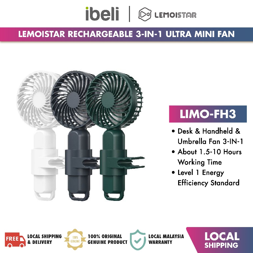 Lemoistar LIMO-FH3 USB Hand Ultra Mini Fan, 2000mAh Rechargeable ...