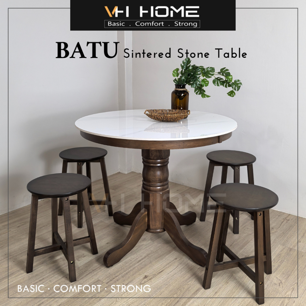 BATU Sintered Stone Dining Table 3ft Round / 2.5ft Square Dining Table ...
