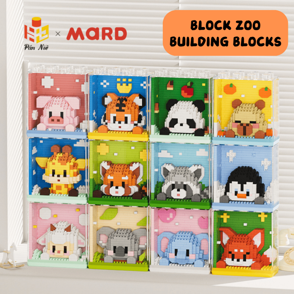 Block Zoo Box Pan Nie Mard Cute Animal Building Blocks Transparent ...