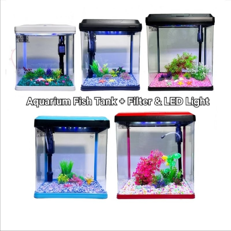 Sobo Small Aquarium Glass Tank Set With Filter LED Light Small Fish ...