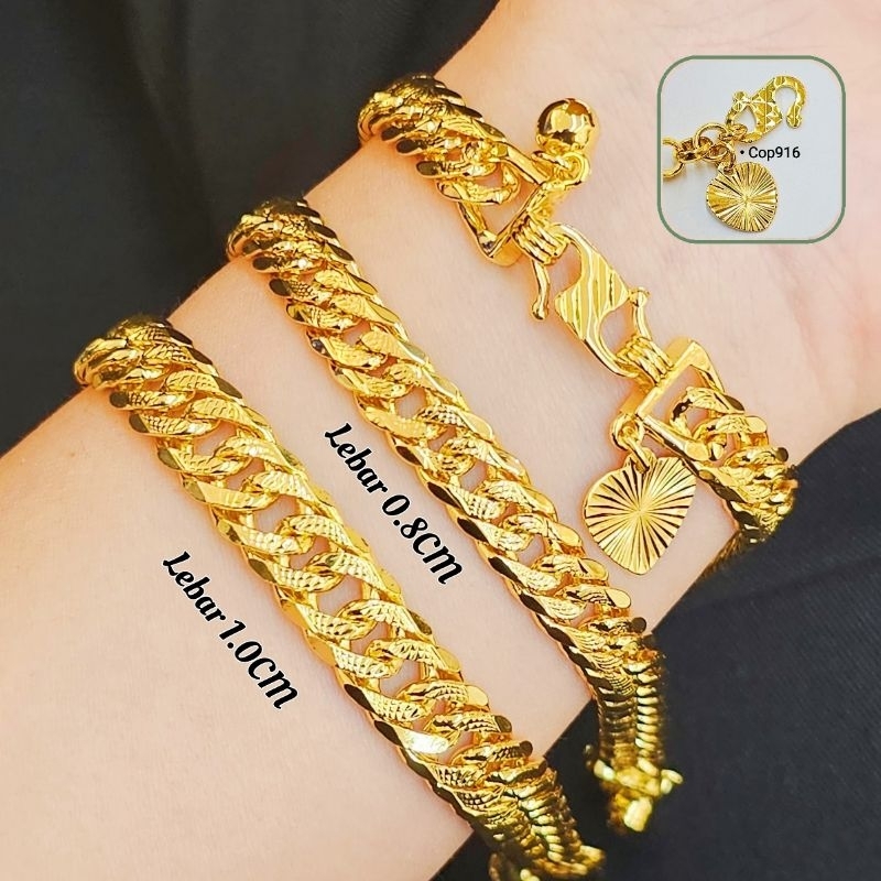 NEW Gold-plated 24K Emas Titanium 24K Gelang Lipan Fullpatri | Shopee ...