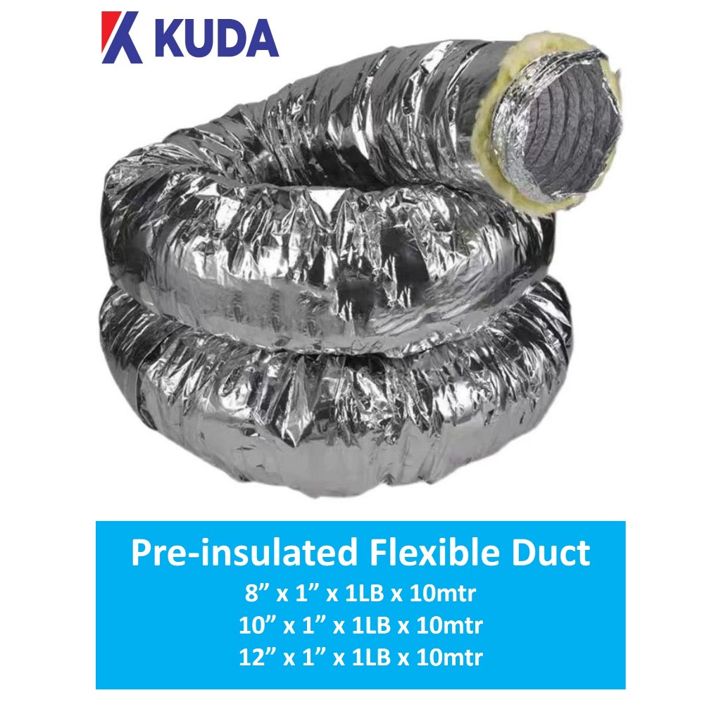 Aluminium Pre-insulated Flexible Duct / Fibre Glass Flexible Duct ...