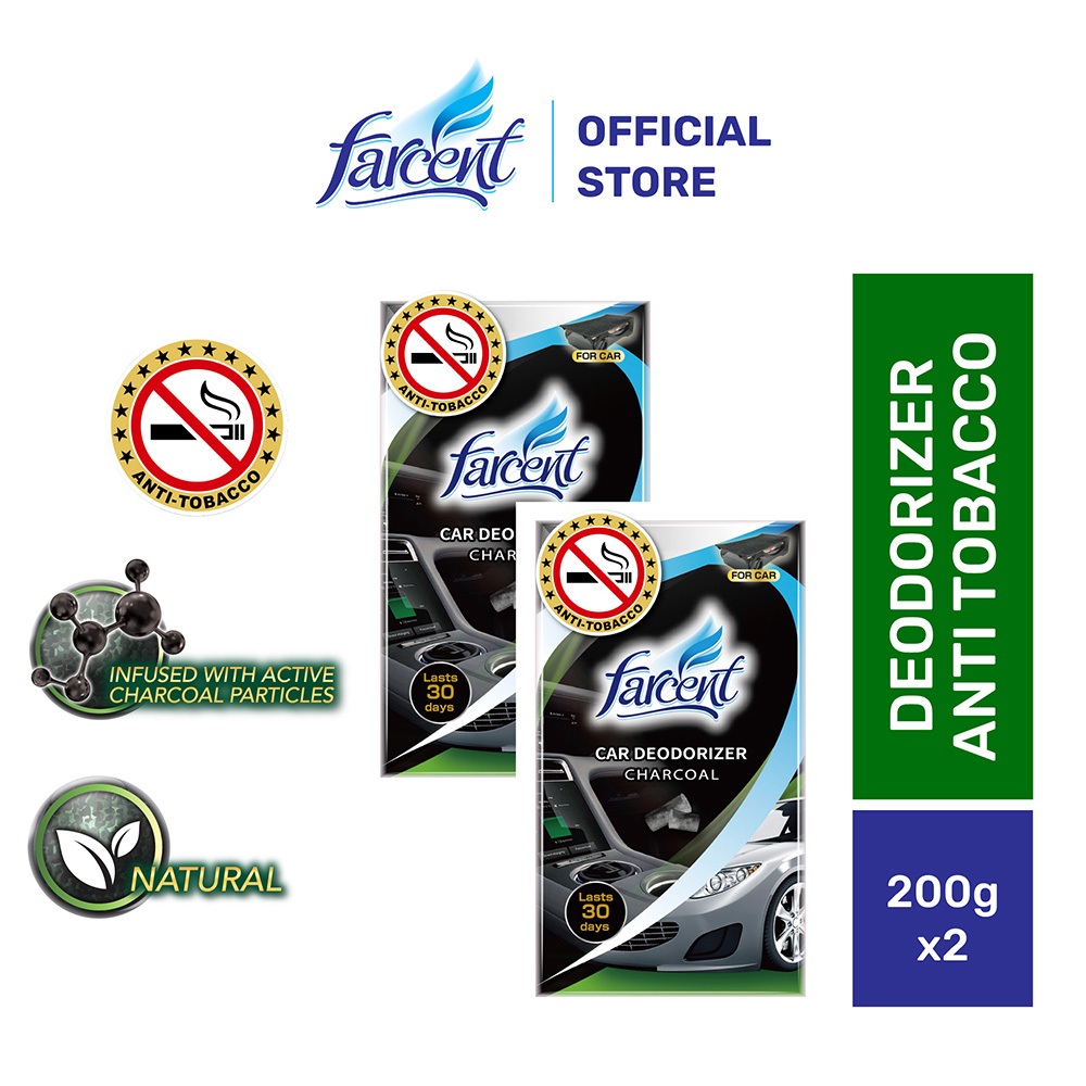 [Bundle of 2] Farcent Deodorizer Anti Tobacco Car Home Charcoal (200g x ...