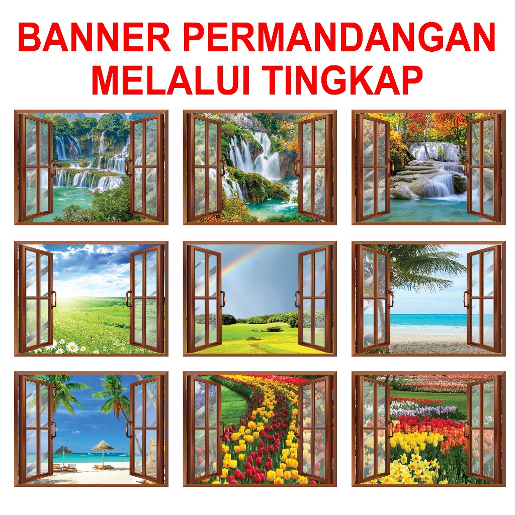BANNER PERMANDANGAN MELALUI TINGKAT | WINDOW VIEW PATTERN WALL BANNER ...