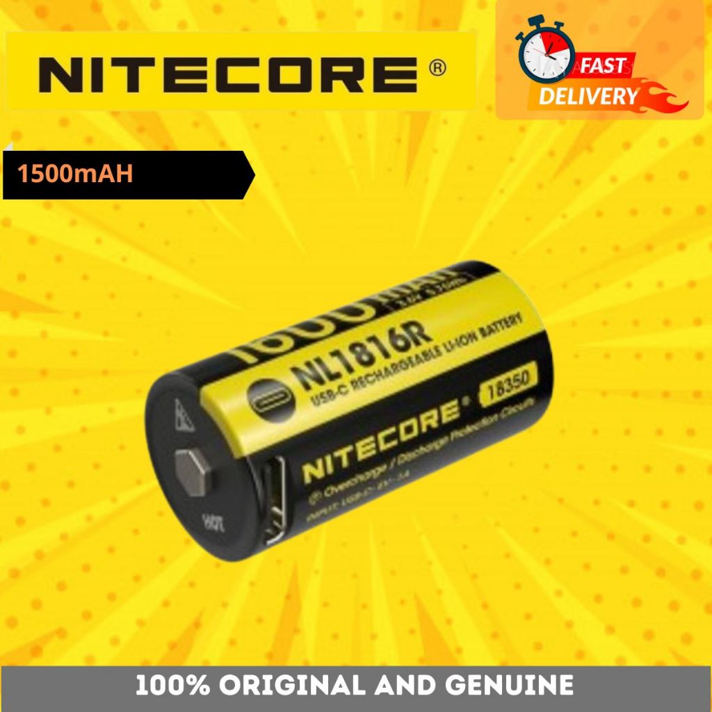 🔥100% ORIGINAL🔥 Nitecore NL1816R 1500mAh for MT1C Rechargable Battery ...