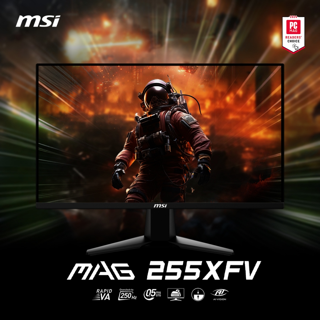 # MSI MAG 255XFV Gaming Monitor - 24.5", FHD, Rapid VA, 250Hz, 0.5ms, Adaptive Sync & HDR Ready ...