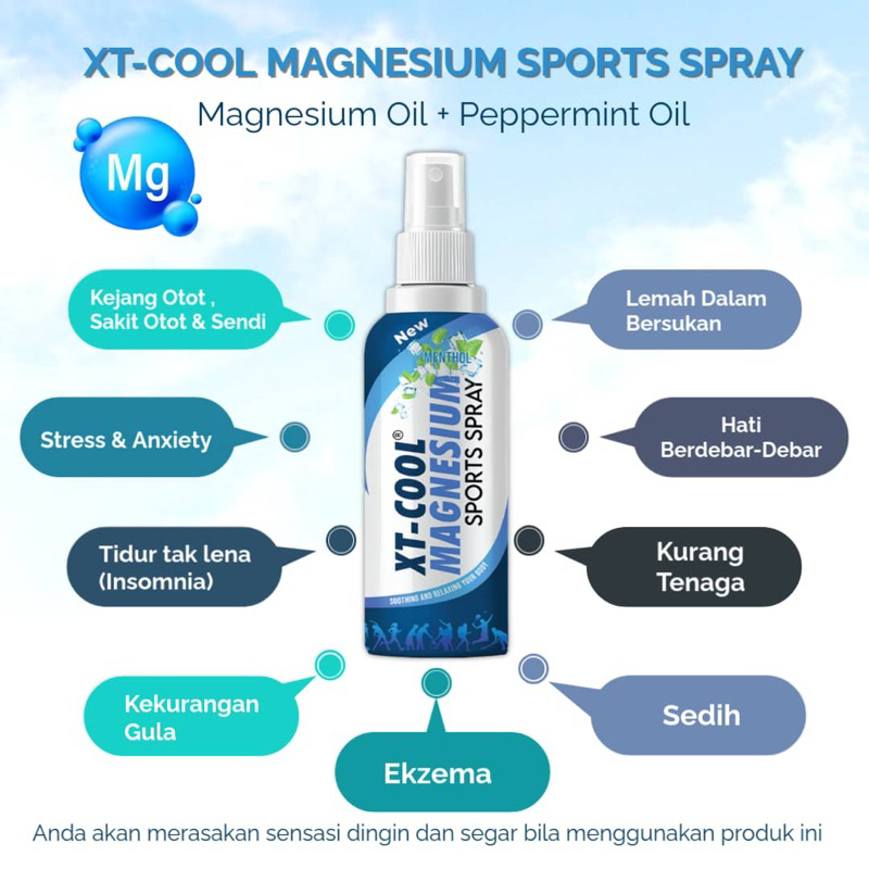 XT-COOL Magnesium Sports Spray ( Magnesium Oil + Peppermint Oil ...