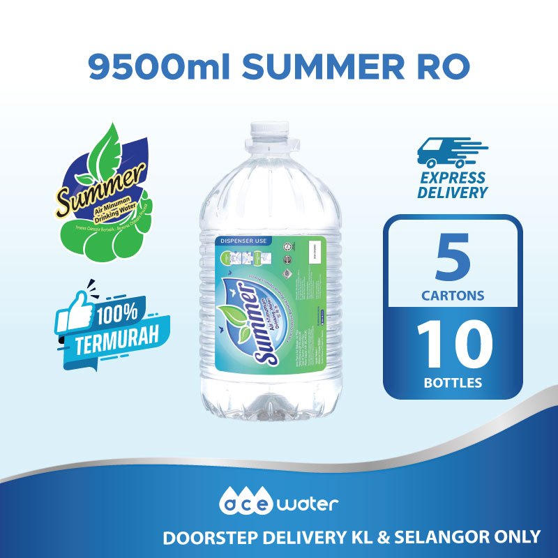 9500ml (9.5L) Summer RO Drinking Water 5 Cartons 10 Bottles Doorstep Fast Delivery | Shopee Malaysia