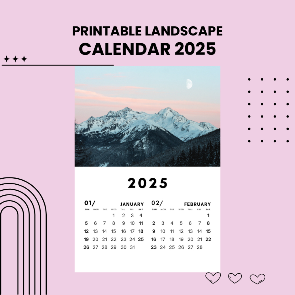 Printable Landscape Minimalist Calendar 2025 | Shopee Malaysia