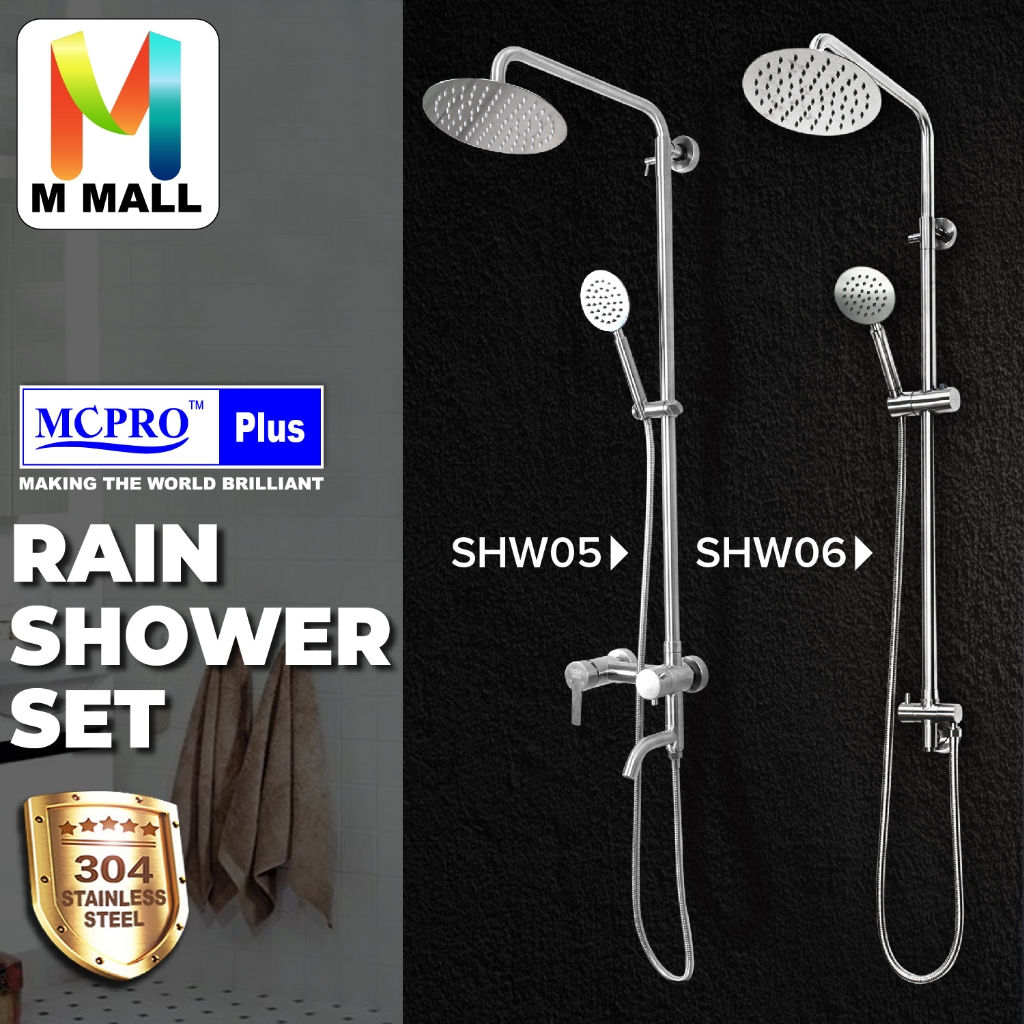 MCPRO PLUS STAINLESS STEEL SUS304 Bathroom Faucet Rainfall Shower Set ...