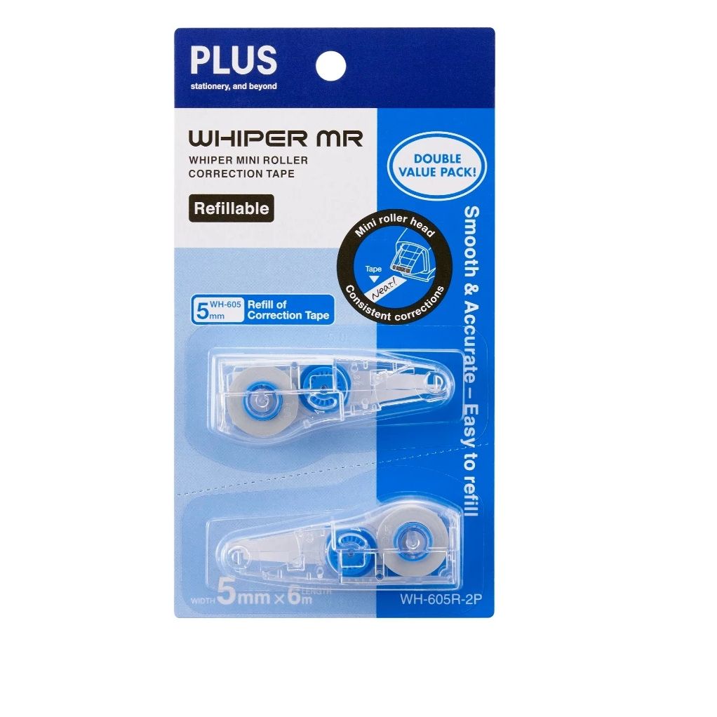 PLUS Whiper MR Correction Tape Refills (2 Pcs) WH-605R 5MM [ FREE GIFT ...