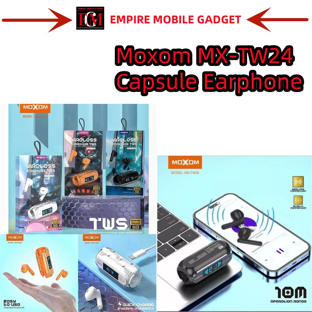 Moxom MX-TW24 Tws Wireless Bluetooth V5.2 Earphone Capsule Cyberpunk Design Earbuds | Shopee ...