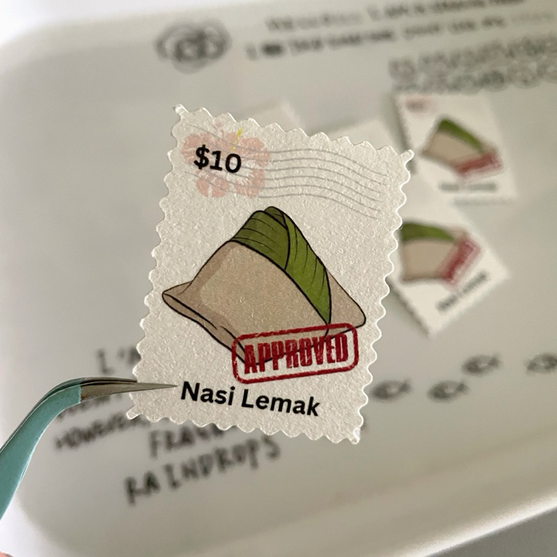 [5-pc] Nasi Lemak stamp stickers / sticker/ stickers/ labels/ scrapbook ...