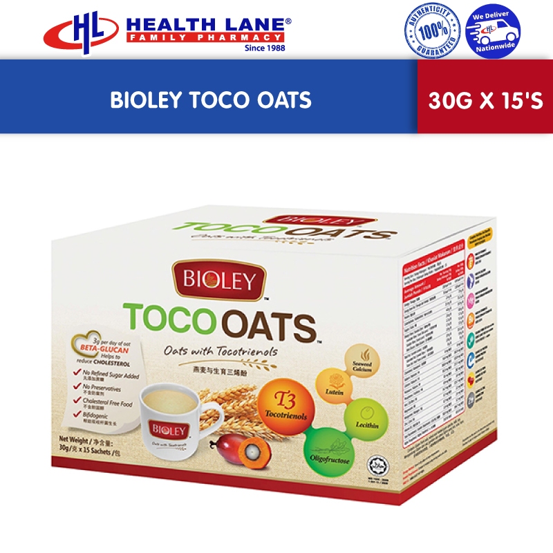 BIOLEY TOCO OATS (30G X 15'S) | Oats, Beta-Glucan, Tocotrienols ...