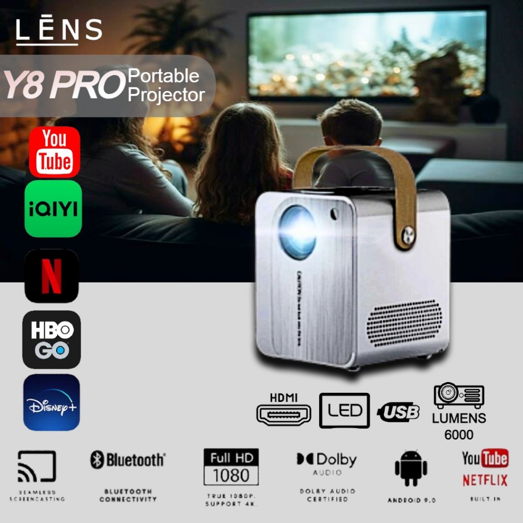 🔥SPECIAL PROMO🔥LENS Y8 PRO Mini WIFI Smart Projector Portable Home ...