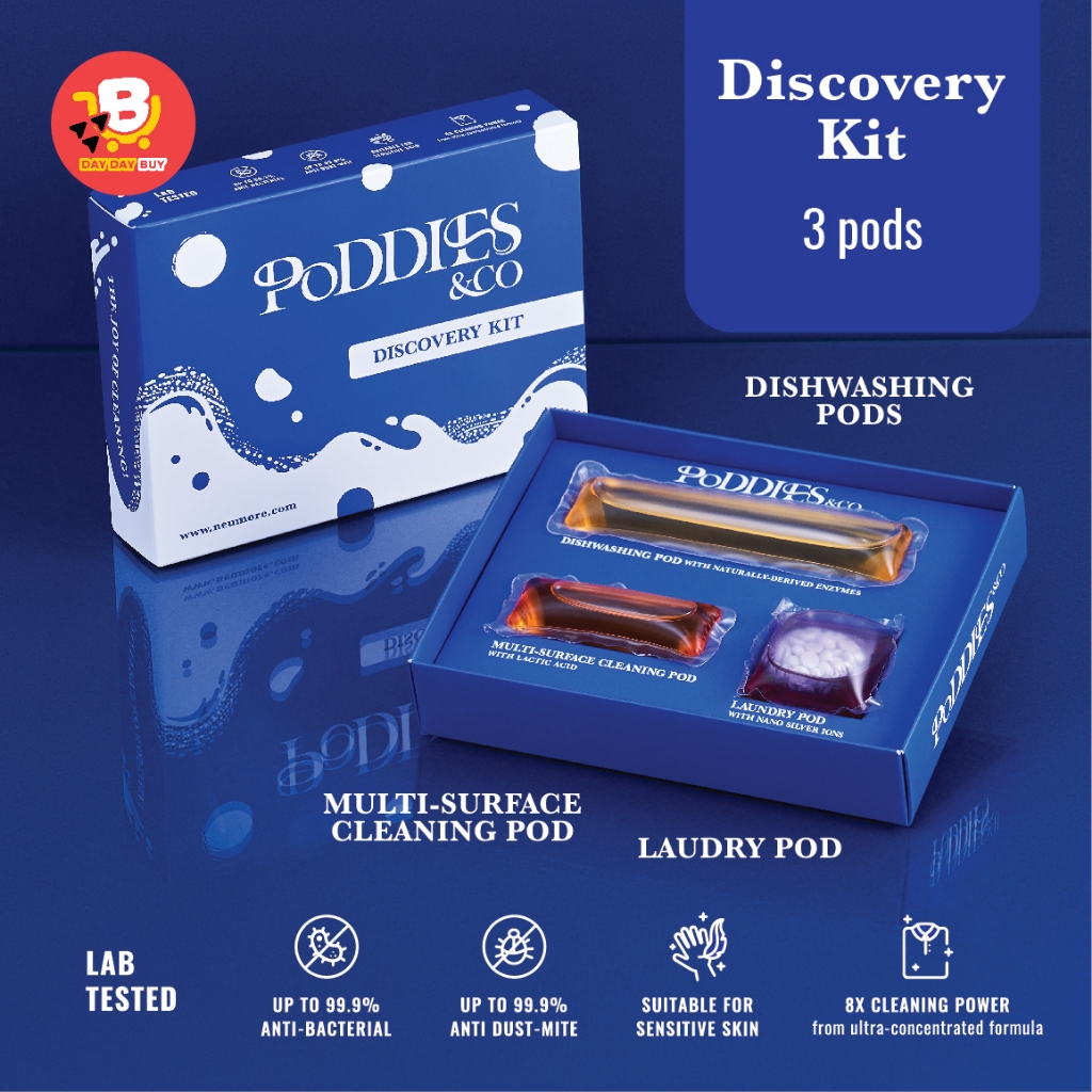 Poddies & Co. Discovery Kit (laundry pods, multi-surface cleaning pod ...