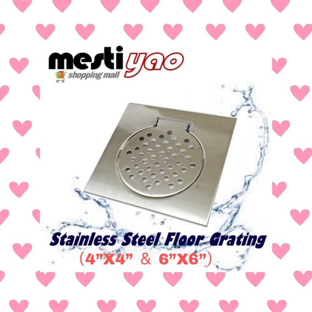 (12PCS/BOX) Stainless Steel Floor Grating 4" x 4" / 6” x 6” with Cover ...