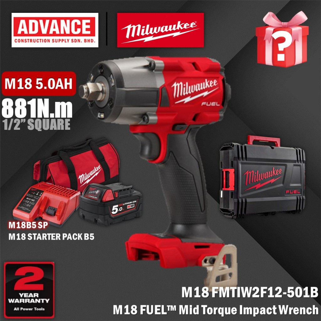 MILWAUKEE M18 FMTIW2F12 | FMTIW2F12-501B M18 Fuel 1/2" Mid Torque ...