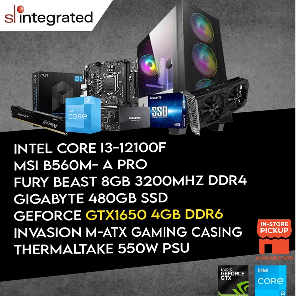 Gaming PC Package with GTX1650 & Intel Core i3-12100F (8GB DDR4 / 480GB SSD) | Shopee Malaysia