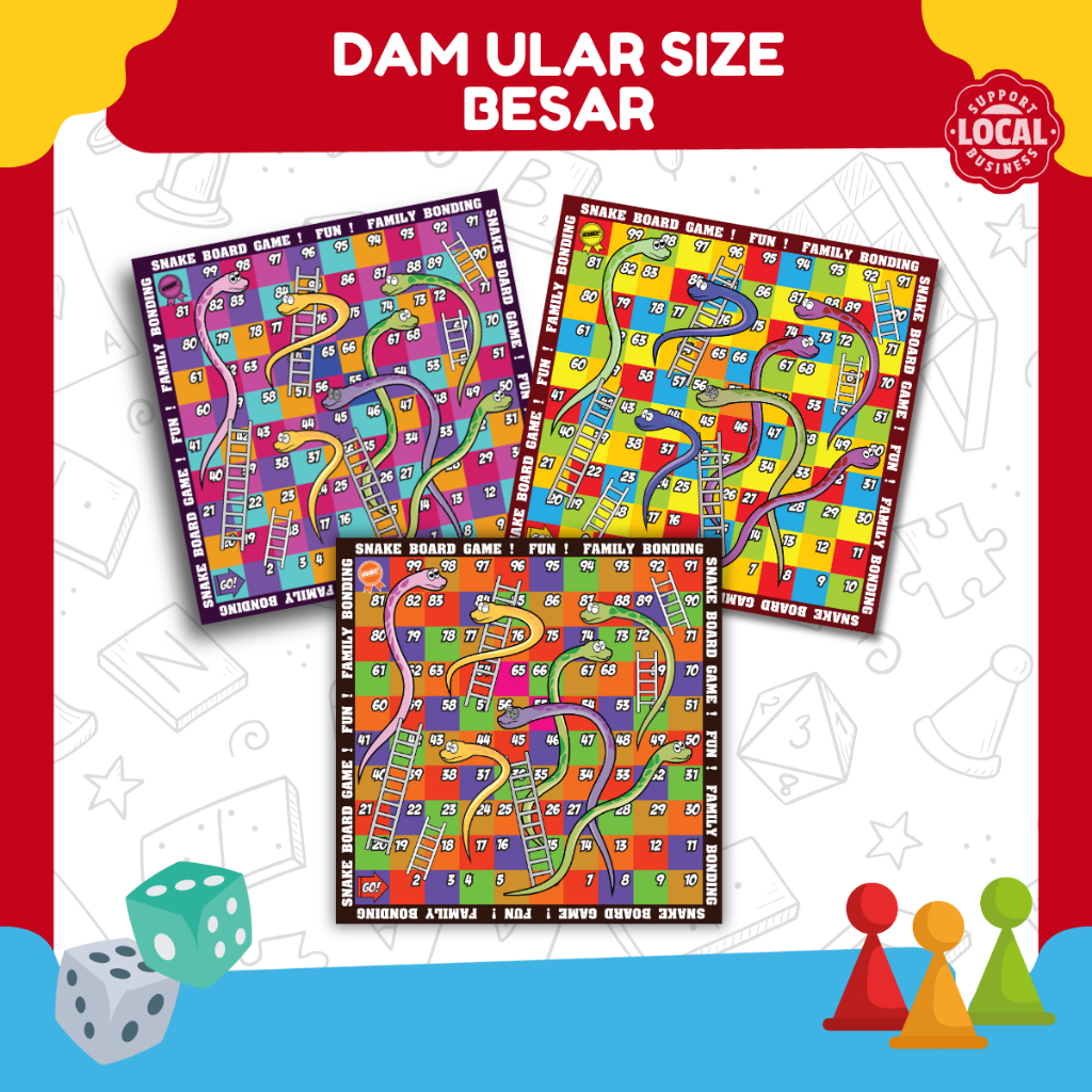 DAM ULAR GERGASI/SNAKE GAME GIANT - SIZE 2X2,3X3,4X4,5X5FT | Shopee ...