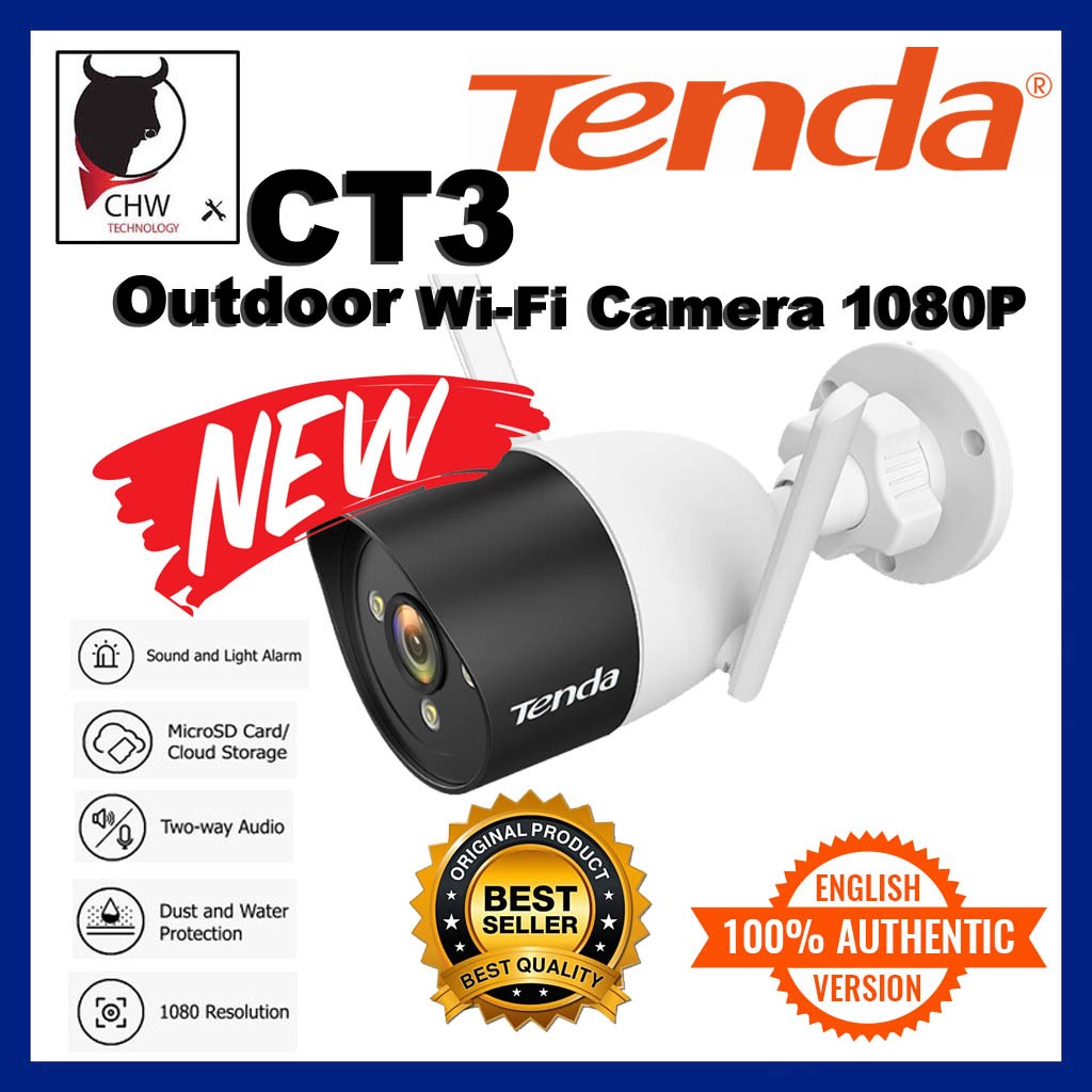 TENDA CT3 1080P OUTDOOR Wi-Fi CAMERA WITH SMART NIGHT VISION, AI HUMAN ...